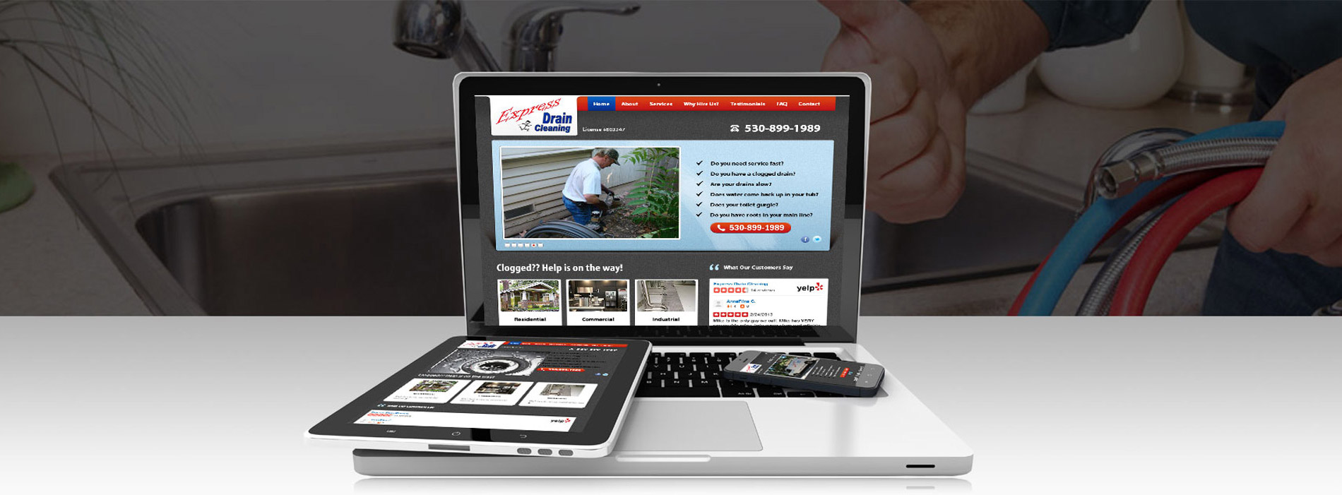 Express Drain Cleaning website developed by SiteHatchery