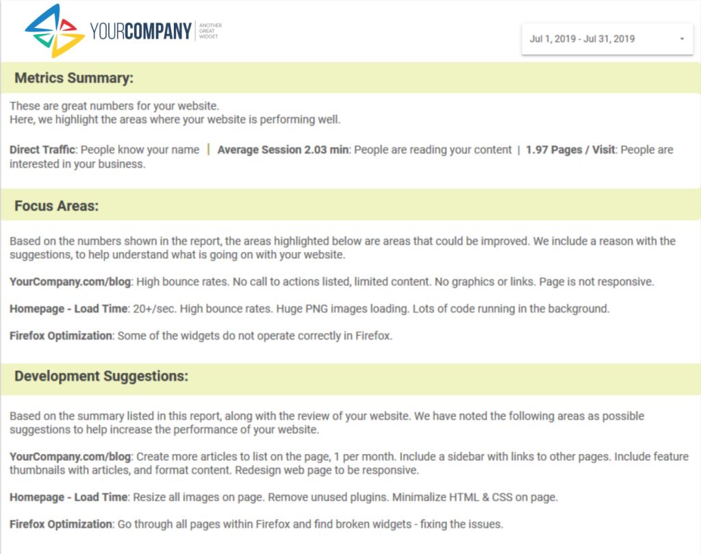 Free Monthly Web Report | Website Audit SEO | California